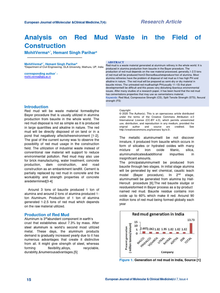 Analysis On Red Mud Waste in The Field o | PDF | Concrete | Secondary ...