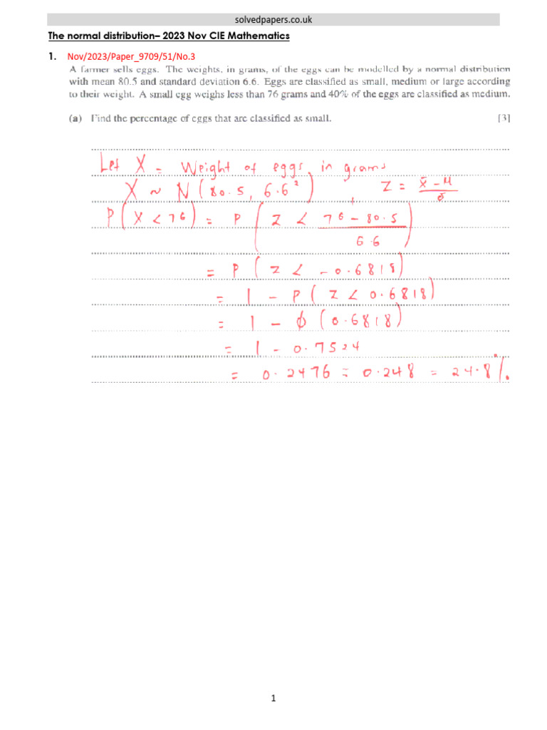 2023N The Normal Distribution As Math 9709 Solved | PDF | Technology ...