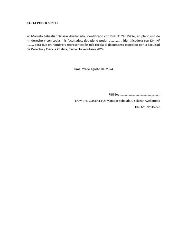 Carta Poder Modelo | PDF