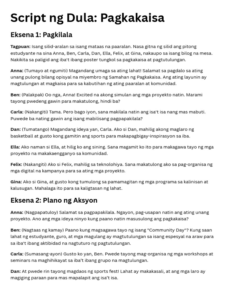 Script NG Dula Pagkakaisa - 20241027 - 134123 - 0000 | PDF