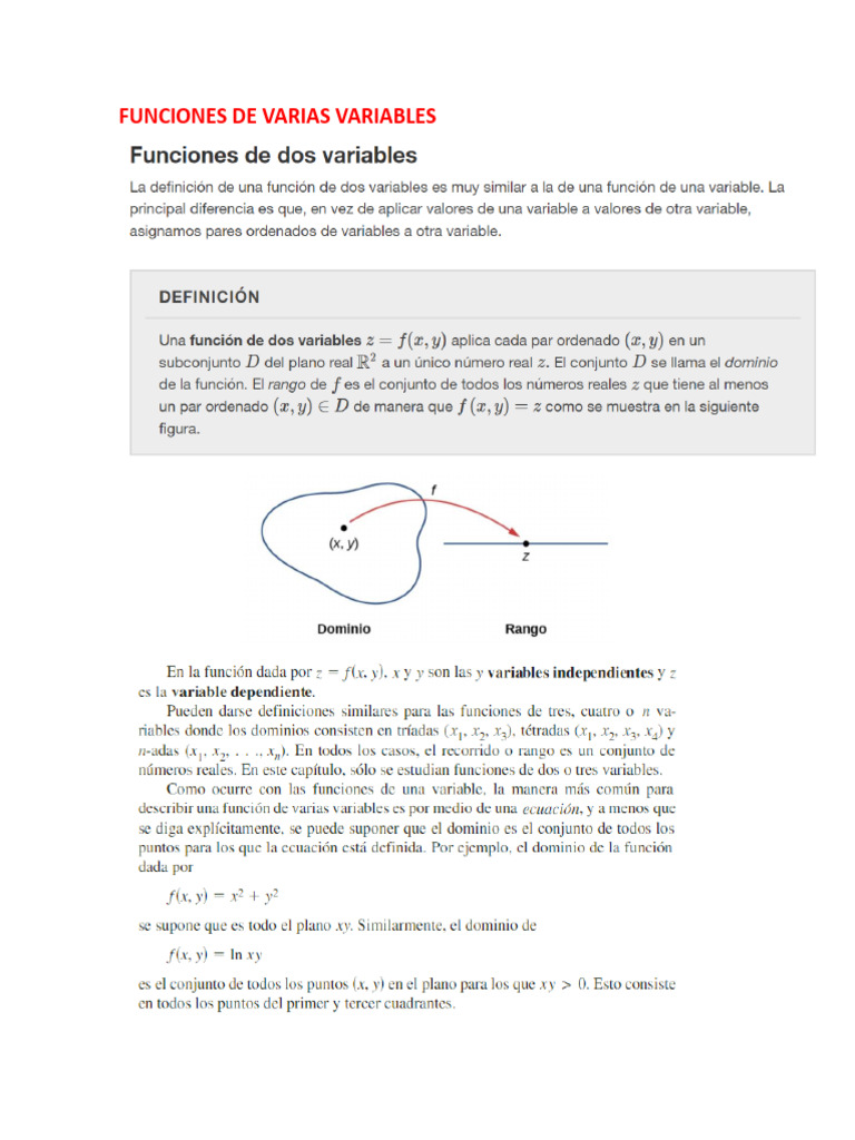 Funciones de Varias Variables 2 | PDF | Función (Matemáticas) | Derivado