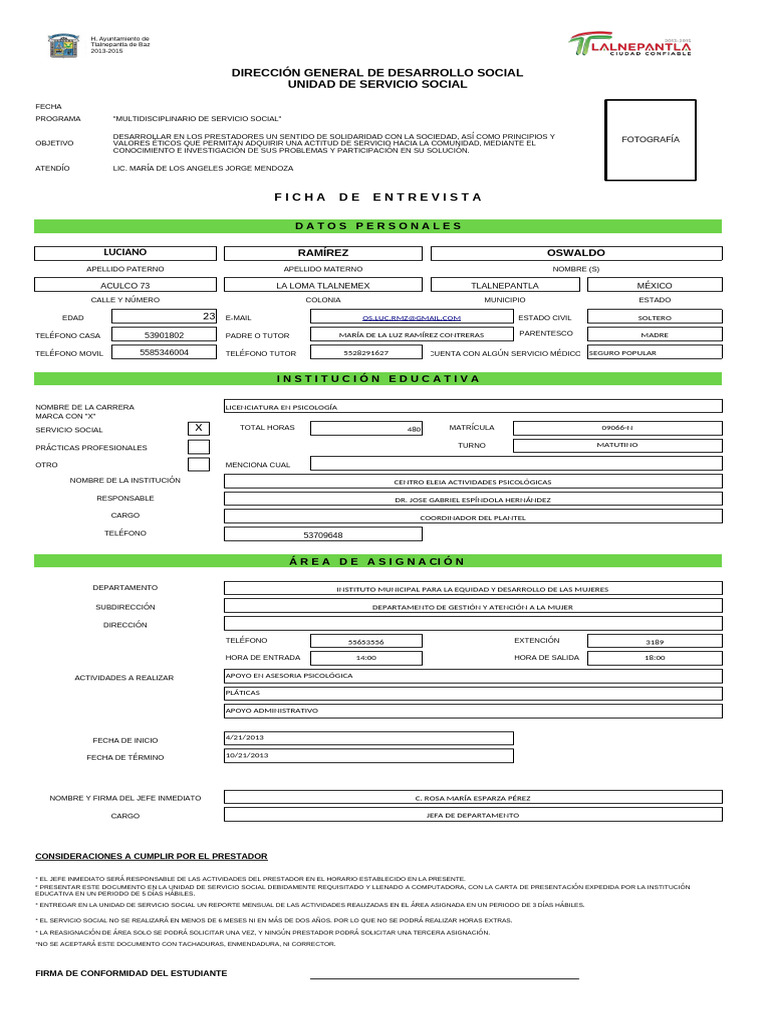 Formatos Servicio Social 2013-2015!2!6 | PDF