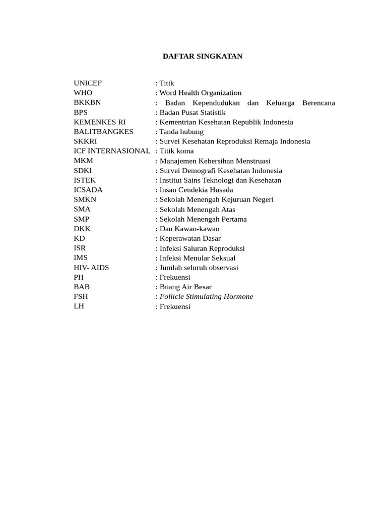 Daftar Singkatan | PDF | Pengembangan Diri