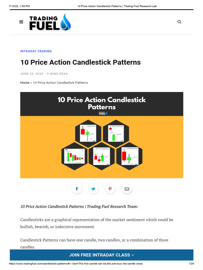 10 Price Action Candlestick Patterns | PDF | Market Trend | Day Trading