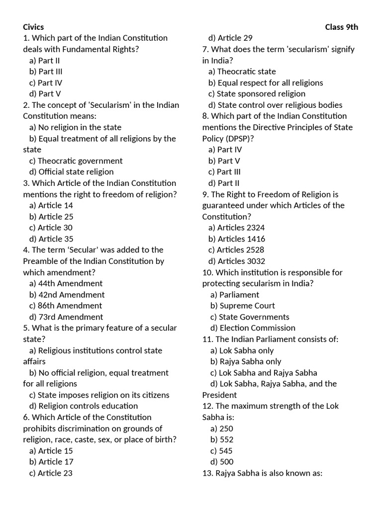 Civics Paper 4 by Neha Mam Extra | PDF | Political Law | Justice