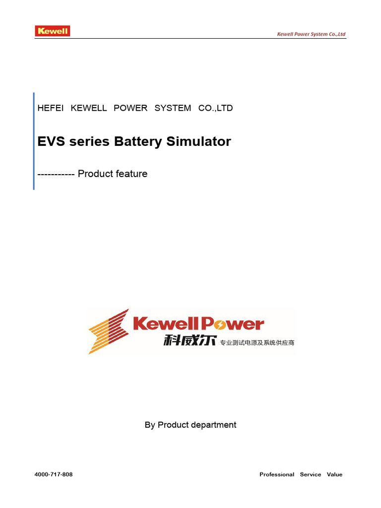 Kewell-EVS series Battery Simulator | PDF | Power Supply | Feedback