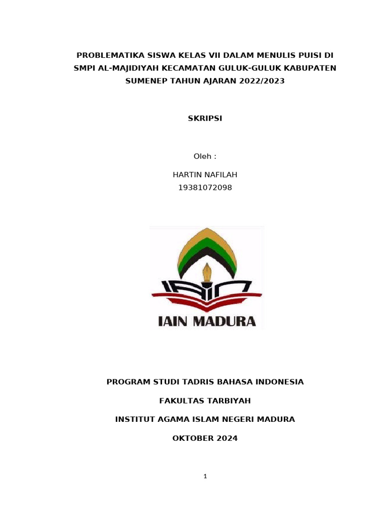 Skripsi Hartin Baru 1 | PDF | Karier & Perkembangan | Seni