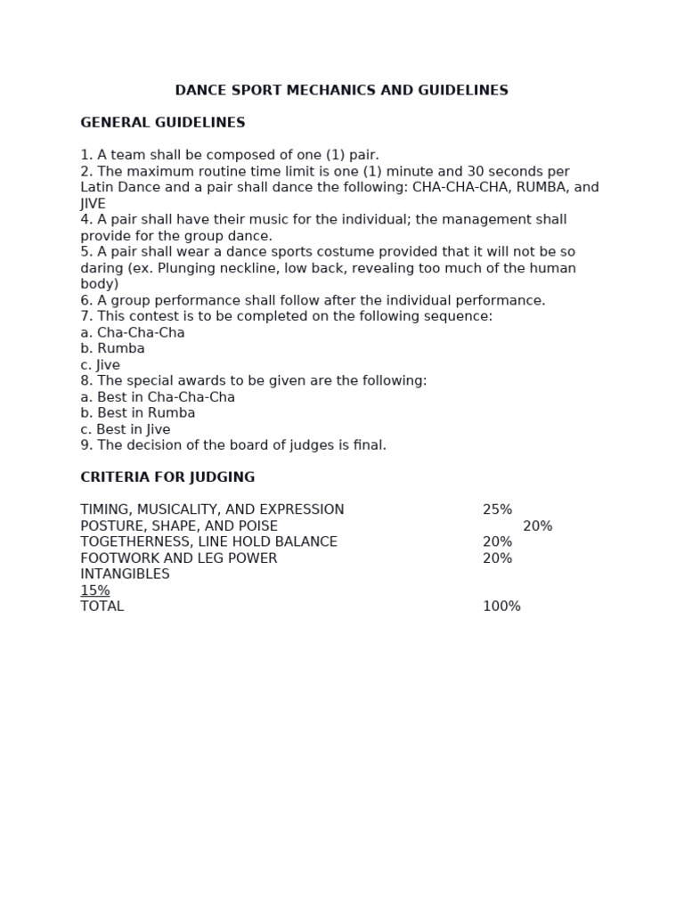 Dance Sports Mechanics | PDF