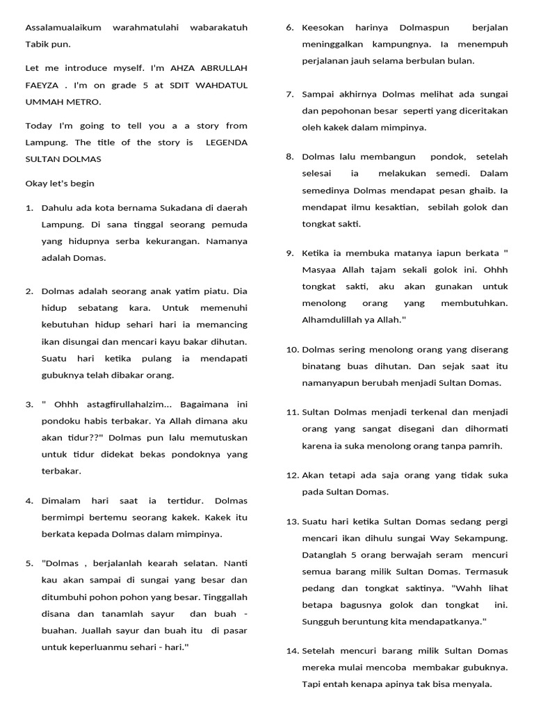 Assalamualaikum Warahmatulahi Wabarakatuh Tabik Pun | PDF | Dewasa Muda