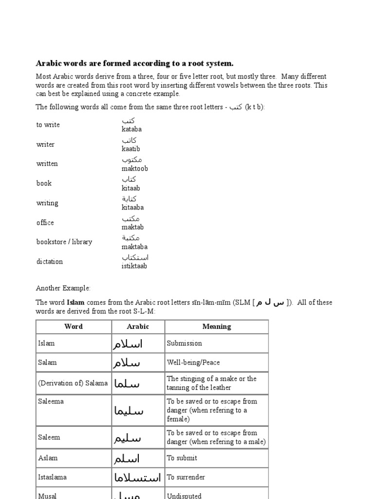Arabic Root System