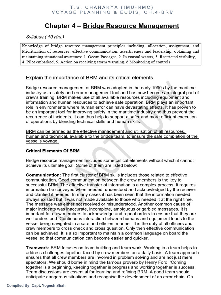 Bridge Resource Management Guide | PDF | Situation Awareness | Leadership
