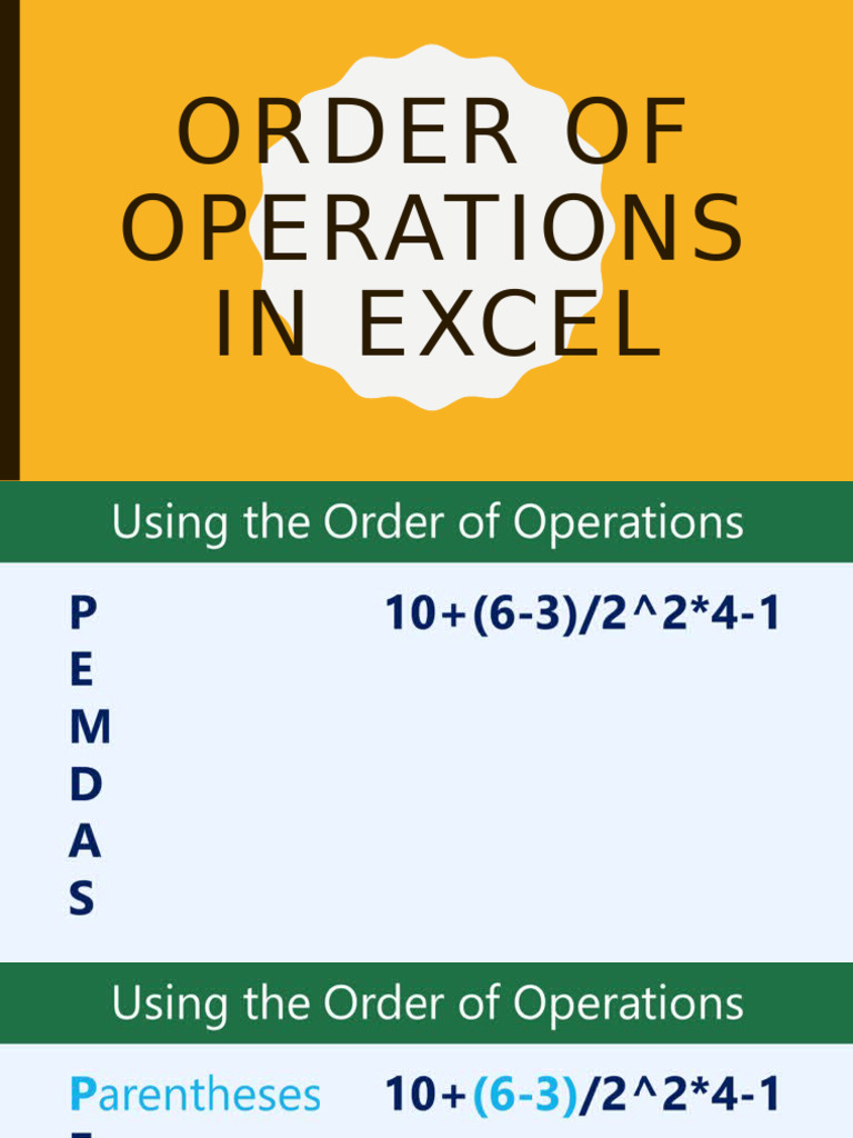 Order of Operations in Excel | PDF