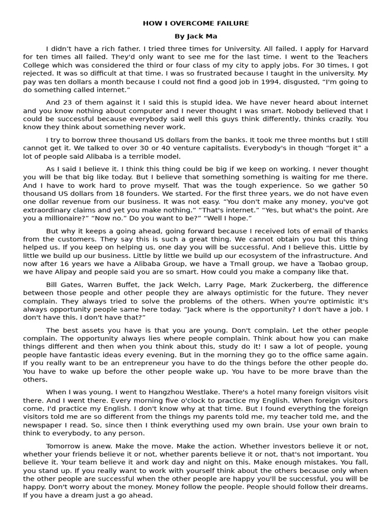 How I Overcome Failure | PDF