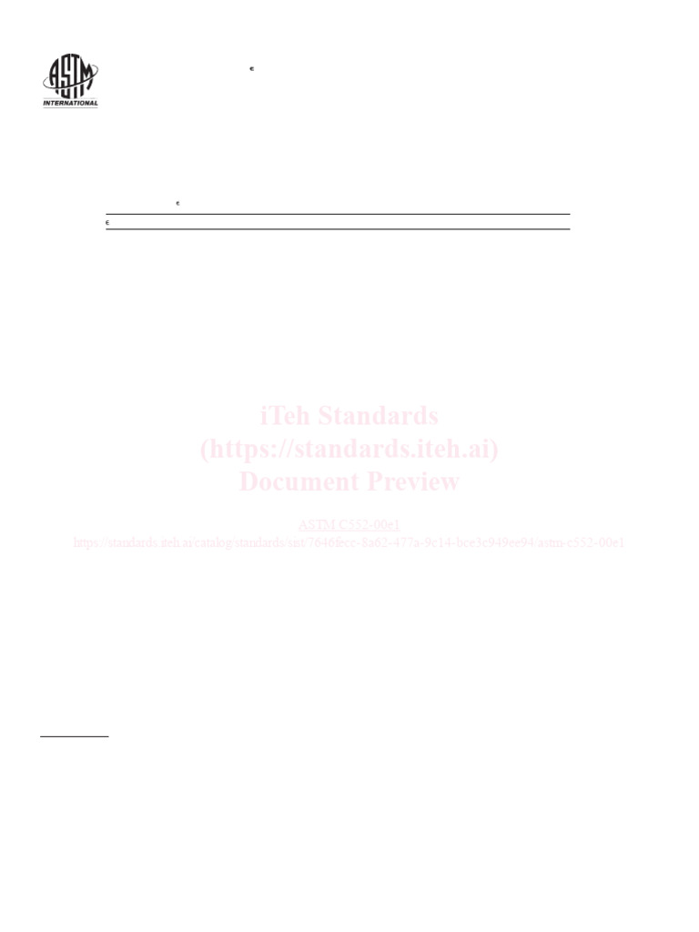 ASTM C552 00e1 | PDF | Thermal Insulation | Pipe (Fluid Conveyance)