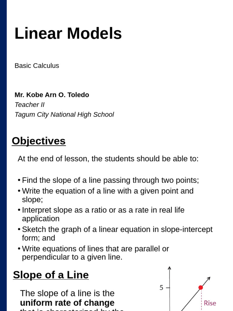 Lesson 2 Linear Models | PDF | Slope | Derivative