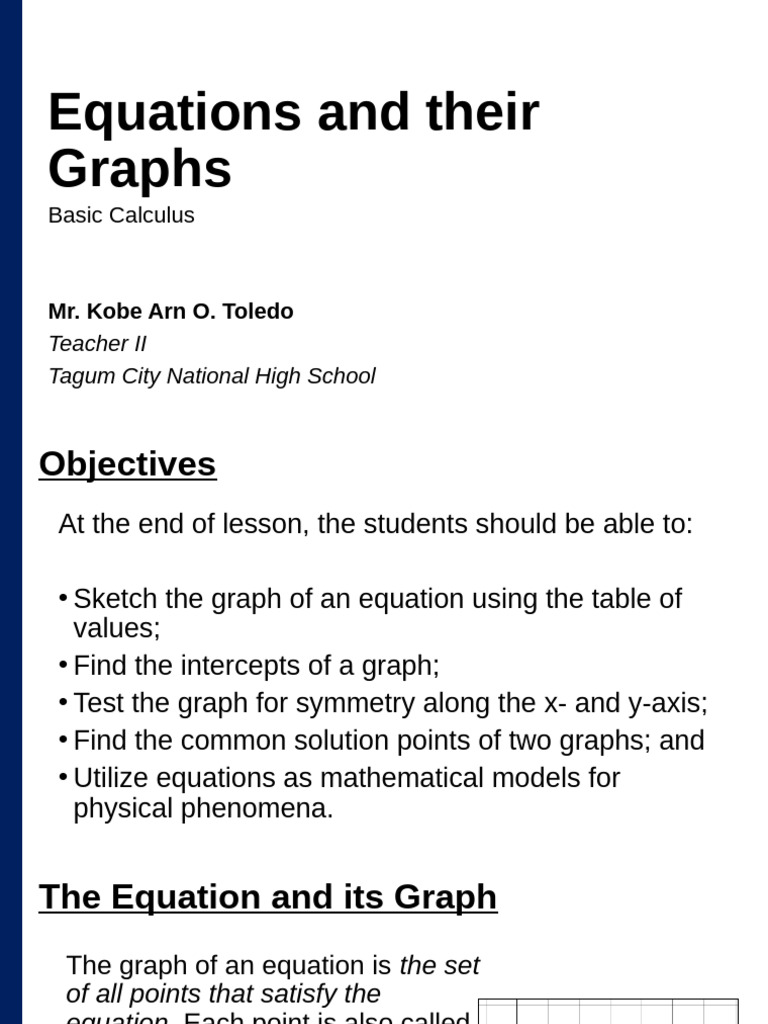 Lesson 1 Equations and Graphs | PDF | Equations | Symmetry