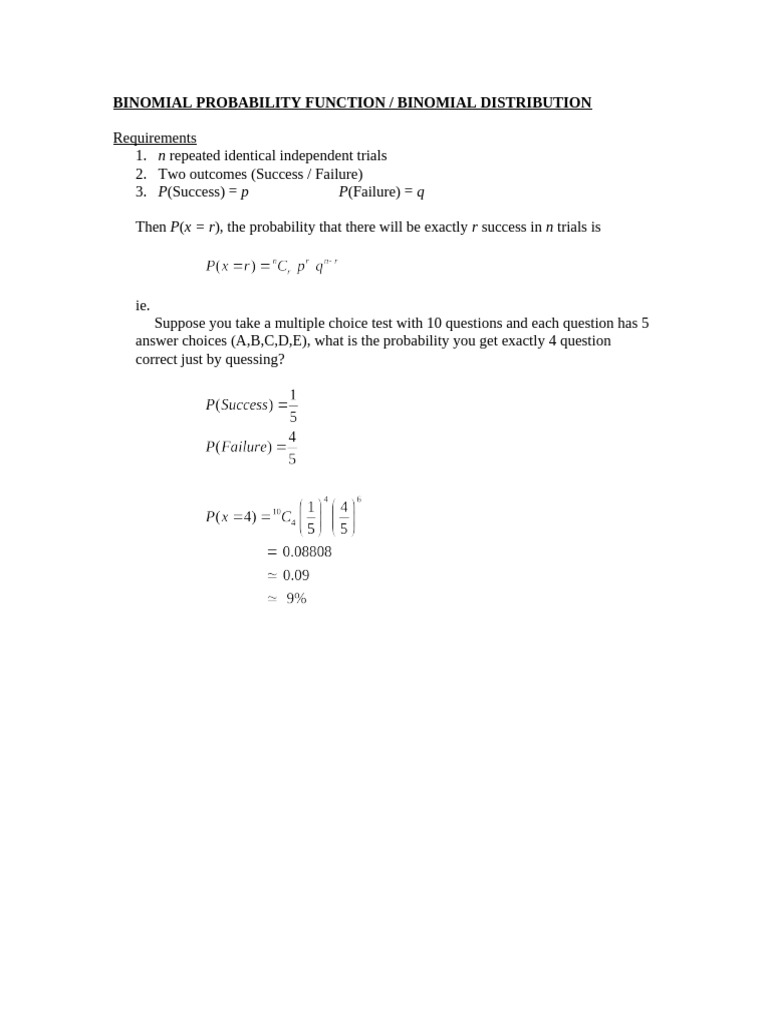 Binomial Probability Function | PDF