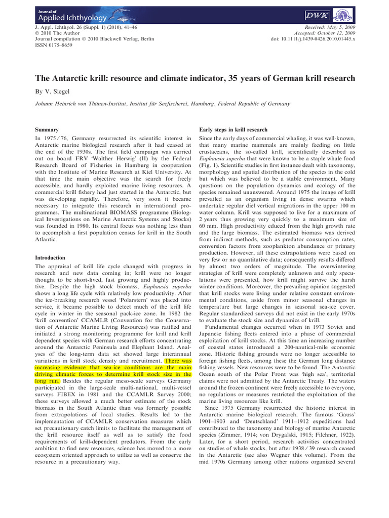 The Antarctic Krill Resource and Climate Indicator, 35 Years of German Krill Research | PDF ...