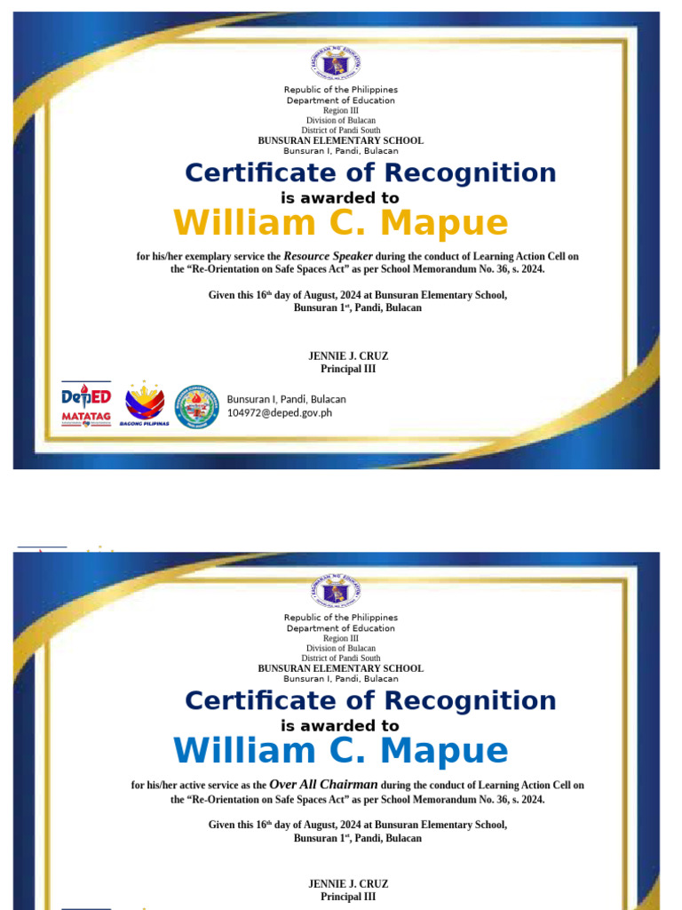 Recognition for Safe Spaces Act Leaders | PDF | Government | Asia