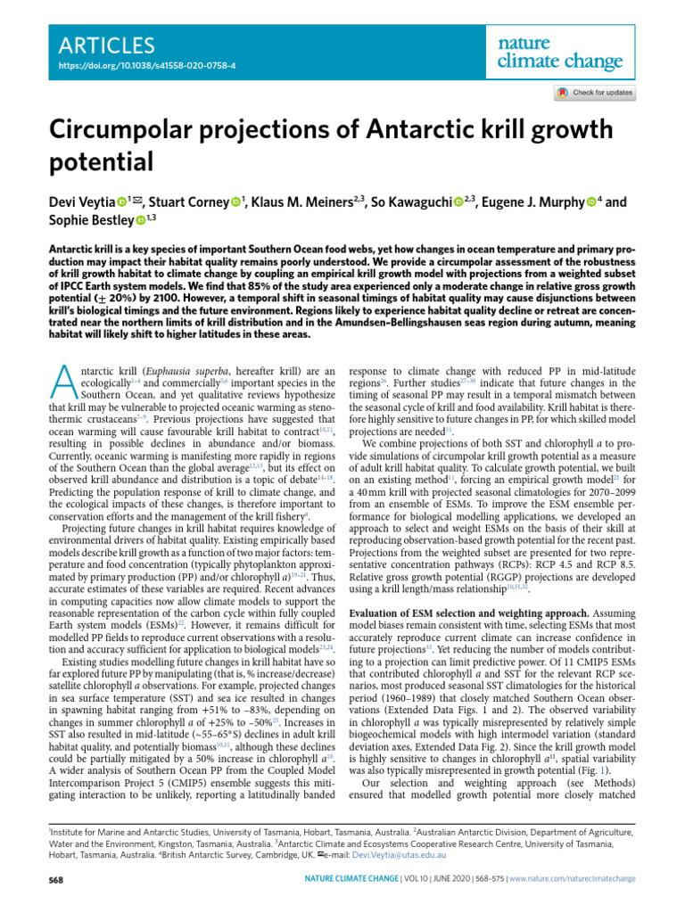 Circumpolar Projections of Antarctic Krill Growth Potential | PDF | Sea Surface Temperature ...