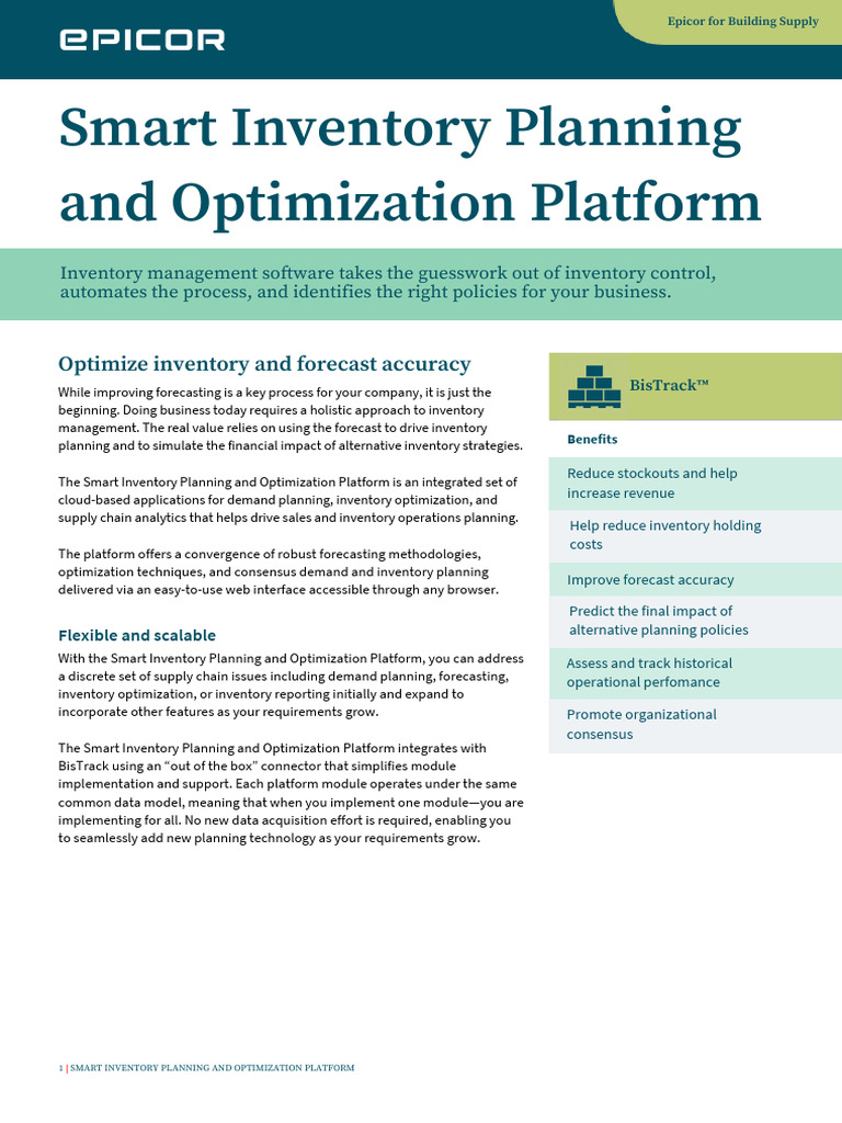 Epicor Smart IP&O BisTrack Fact Sheet | PDF | Inventory | Forecasting