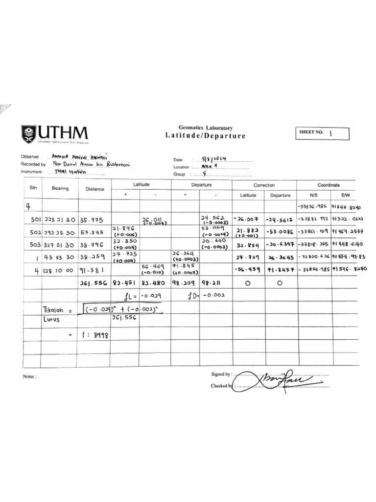 Traverse Sheet | PDF