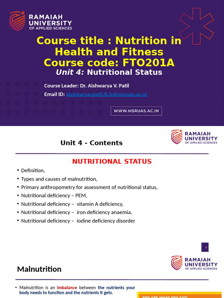Unit 4-2-Malnutrition and PEM-FTO201A - Nutrition in Health and Fitness | PDF | Malnutrition ...