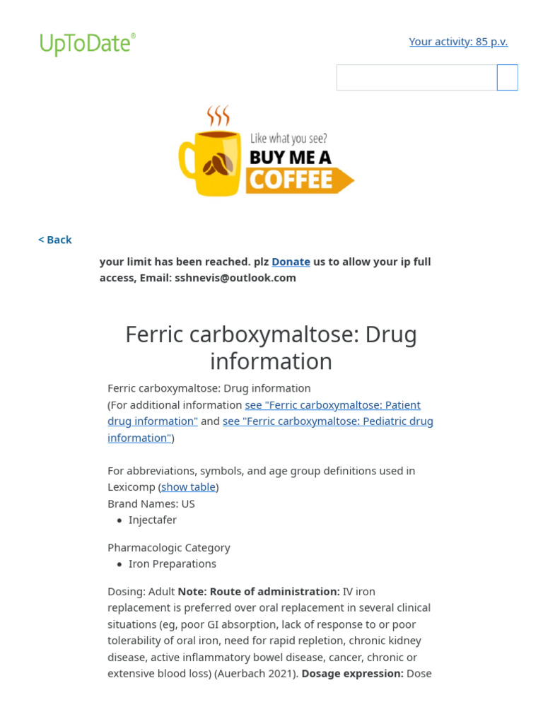 Ferric Carboxymaltose - Drug Information - Uptodate Free | PDF | Anemia ...