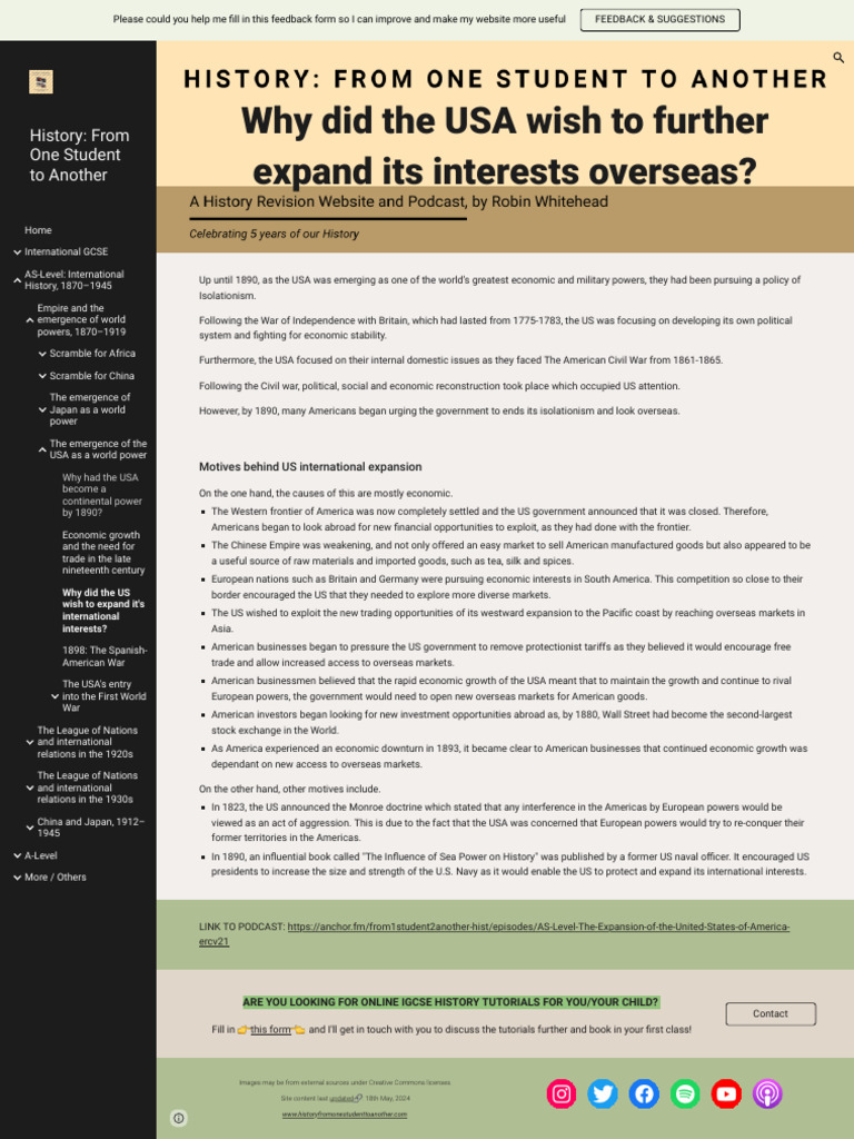 History From One Student To Another - Why Did The US Wish To Expand It ...