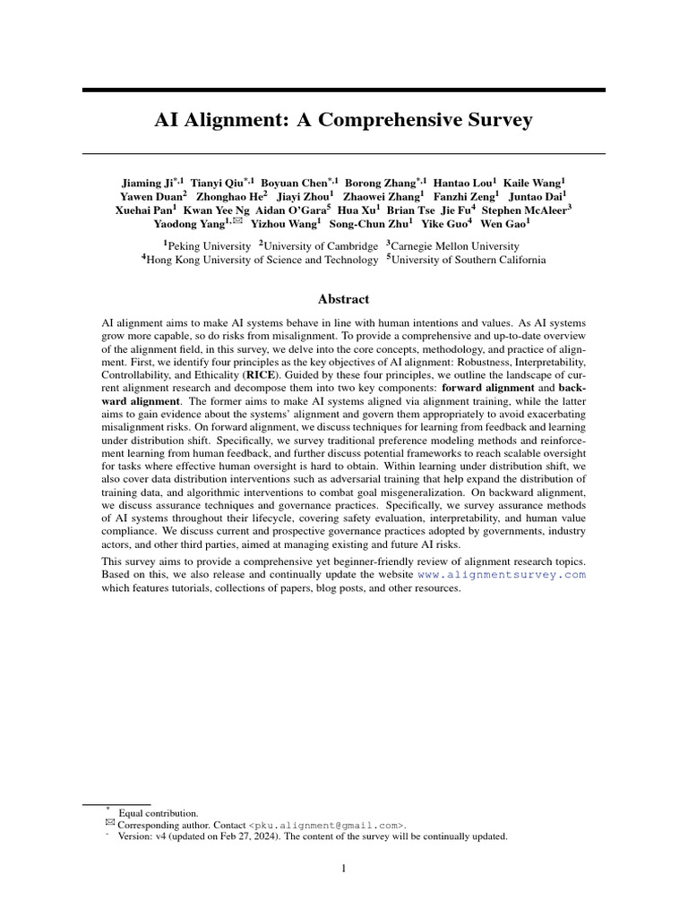 AI Alignment A Comprehensive Survey | PDF | Artificial Intelligence ...