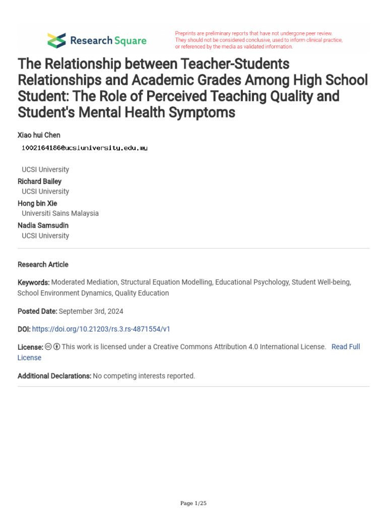 The Relationship Between Teacher-Students Relation | PDF | Structural ...