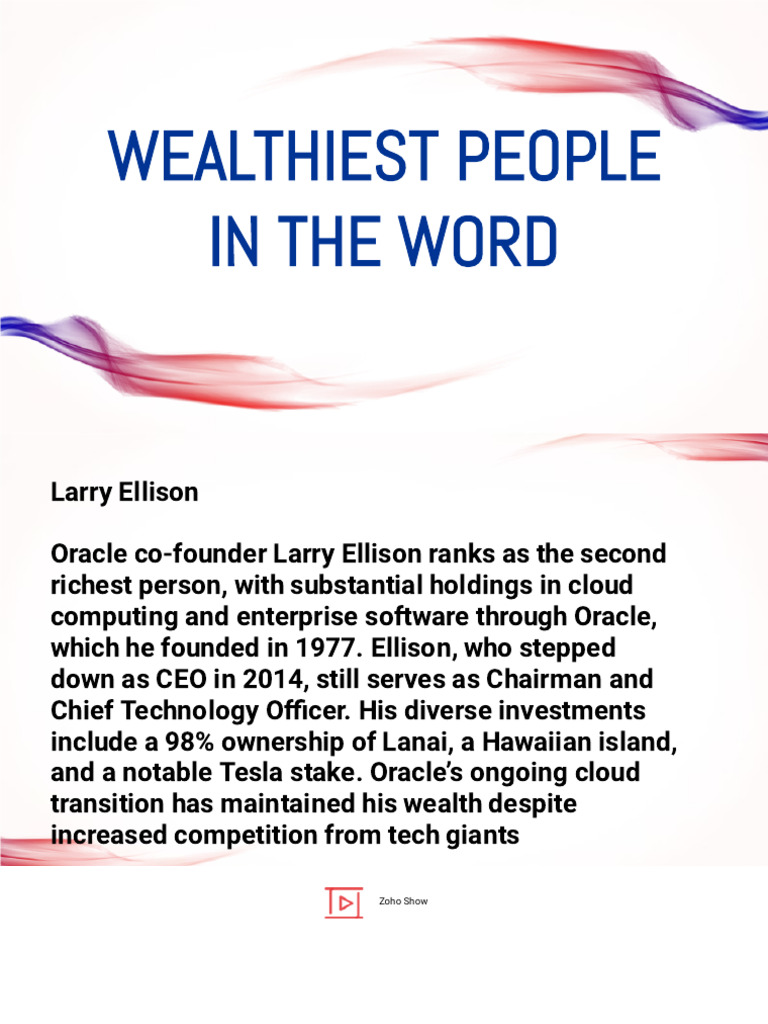 Larry Ellison: Wealth and Investments | PDF