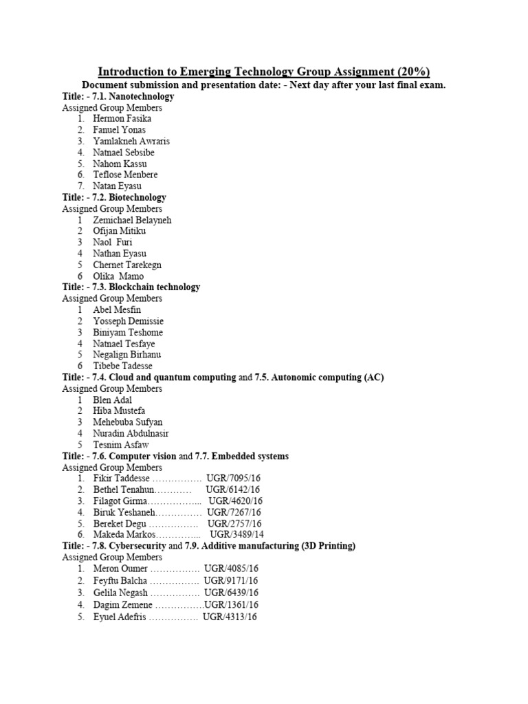 Introduction To Emerging Technology Group Assignment | PDF