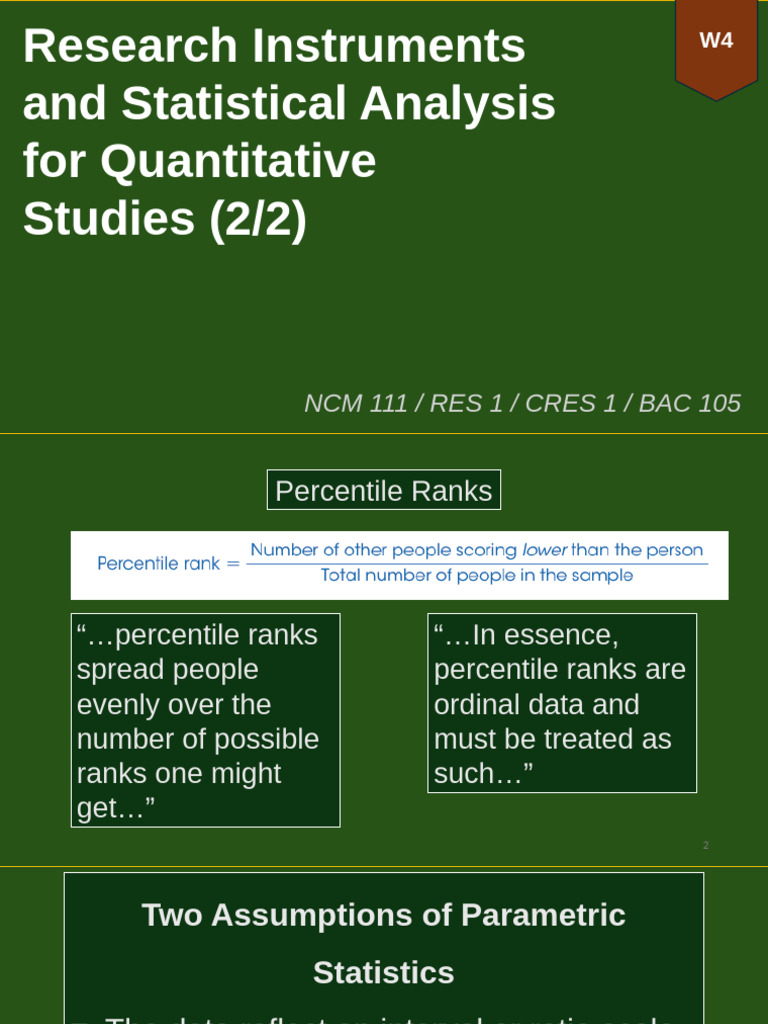Week 4 Team Lecture | PDF | Statistics | Arithmetic Mean