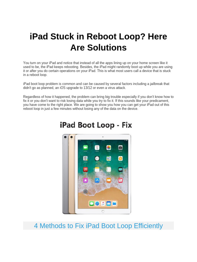 iPad Boot Loop Fixes for Users | PDF | Ios | I Pad