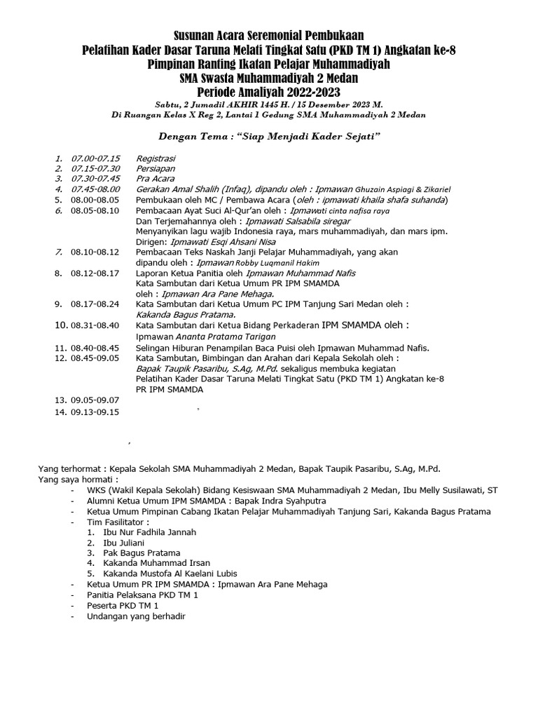 Susunan Acara Seremonial Pembukaa1 | PDF
