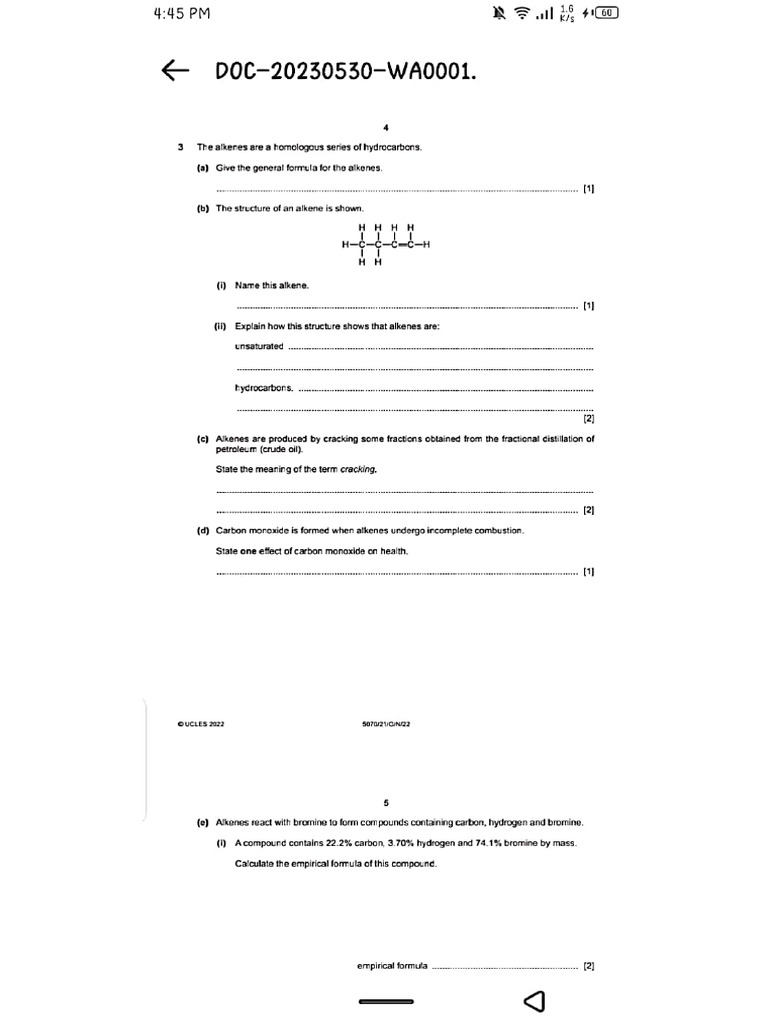 Organic Chem Past Paper Ques | PDF