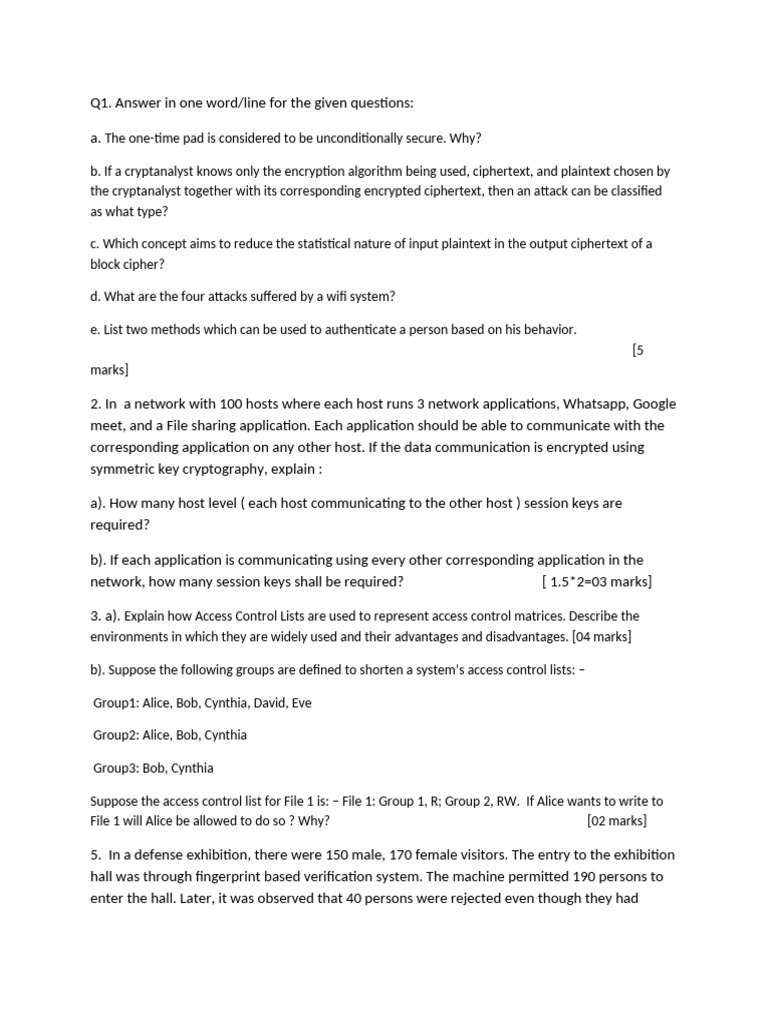 T2 Final Question Paper | PDF | Cryptanalysis | Encryption
