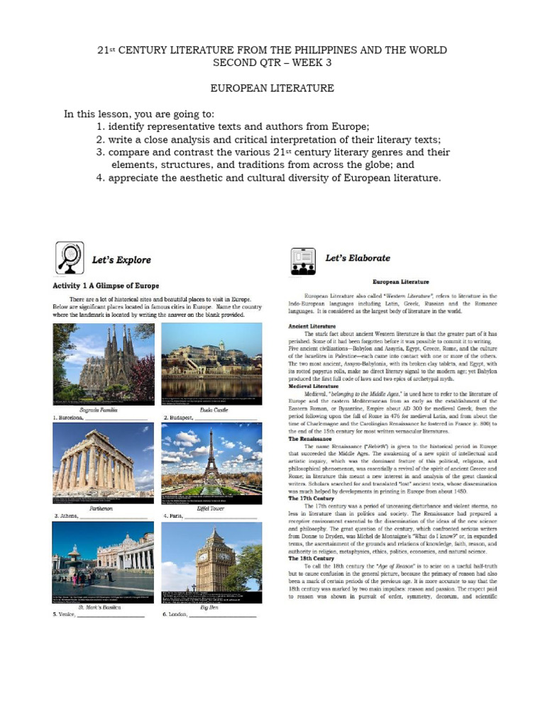 European Literature Analysis Guide | PDF | History | Classics