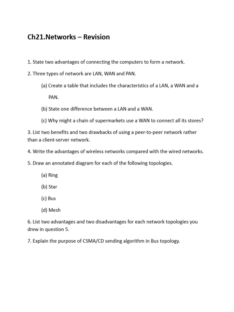Networks Revision Questions Pdf 