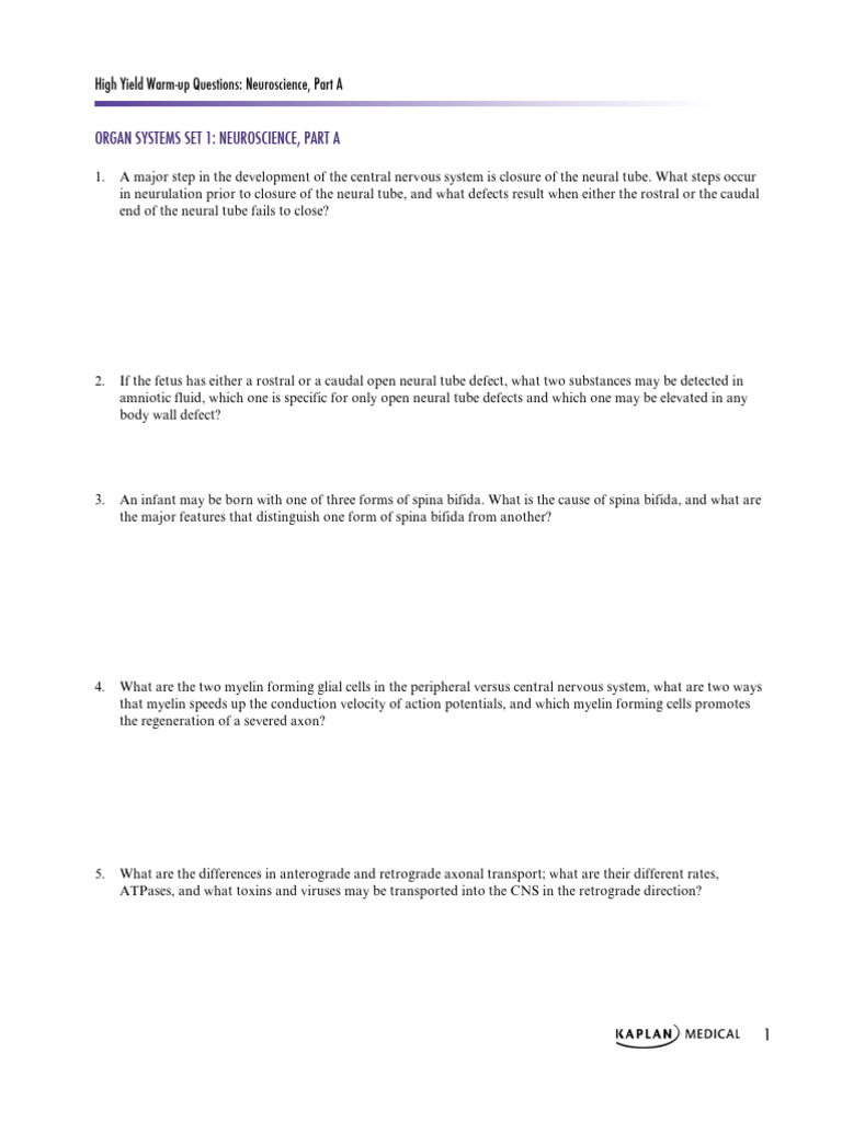 High Yield Neuroscience Questions | PDF | Brainstem | Myelin
