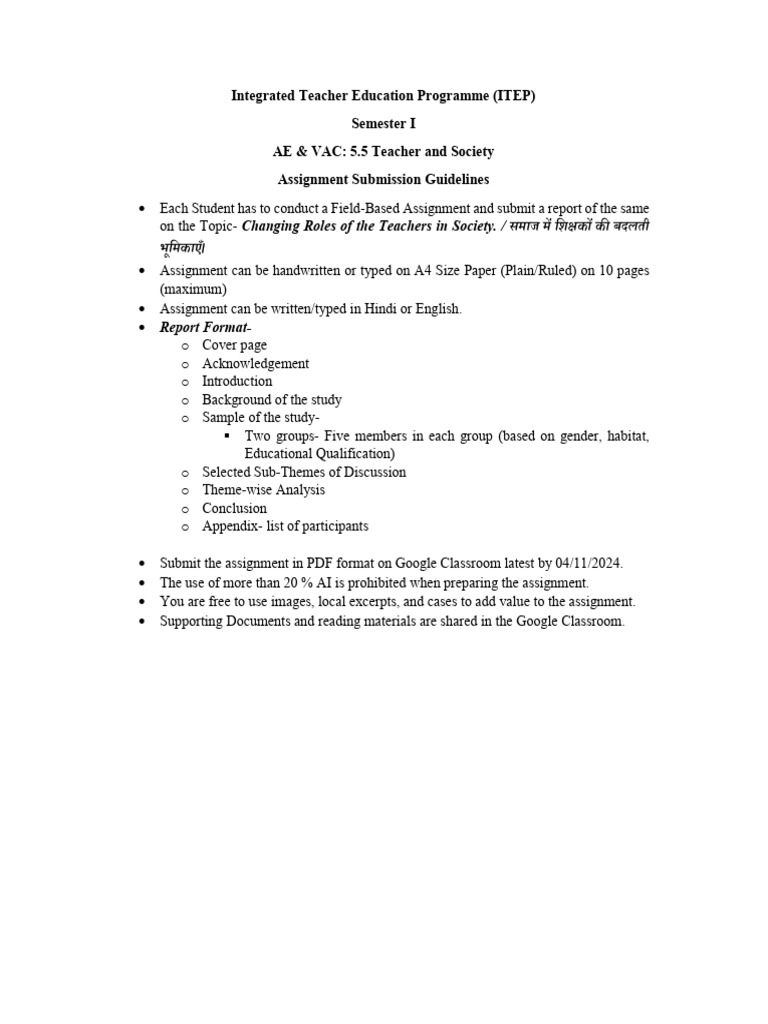 Teacher and Society Assignment Guidelines | PDF Teacher and Society Assignment Guidelines | PDF