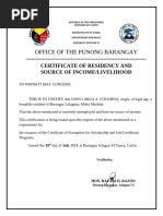 Barangay Certification-Interposing No Objection | PDF