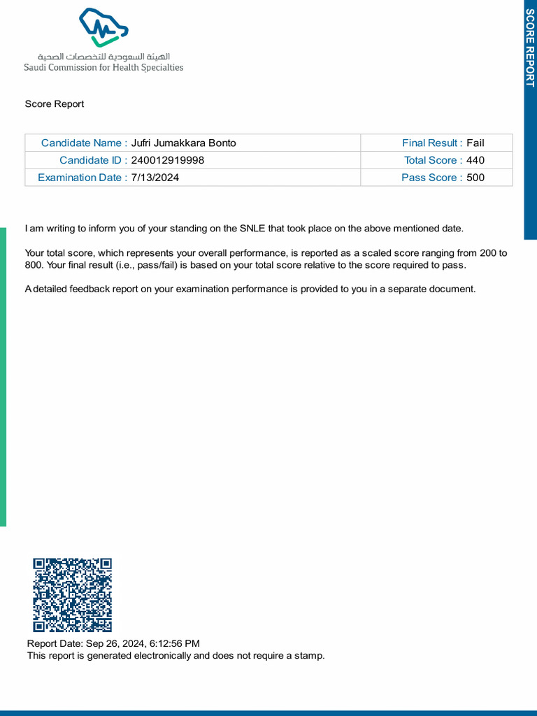 SNLE Exam Result: Jufri Bonto | PDF