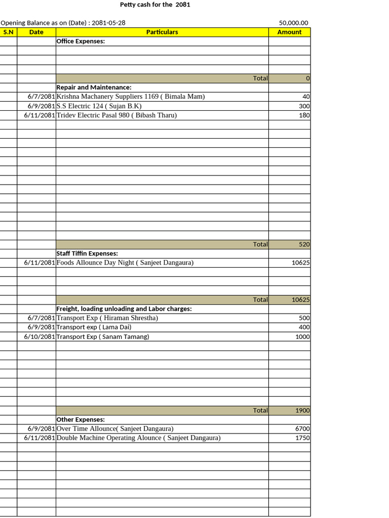 Petty Cash Format New | PDF