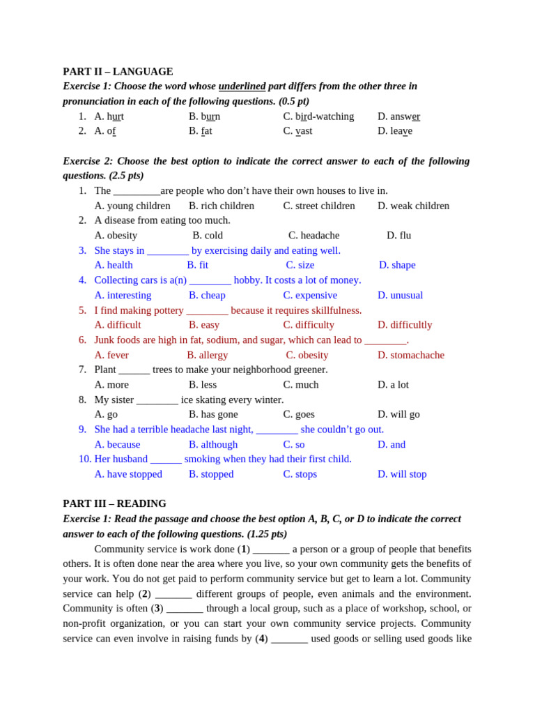 English Language Skills Test | PDF