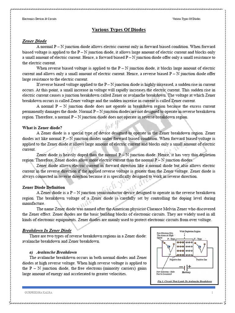 Zener and Avalanche Diodes Explained | PDF | P–N Junction | Diode
