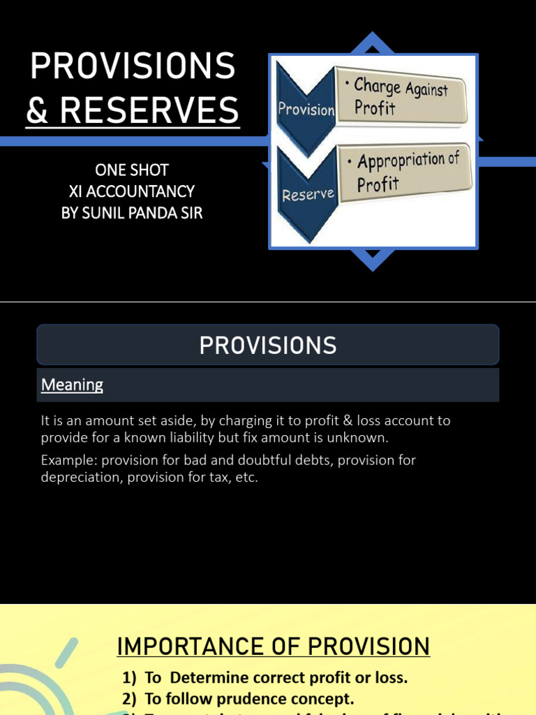 Provision and Reserves Class 11 SPCC | PDF | Expense | Debits And Credits