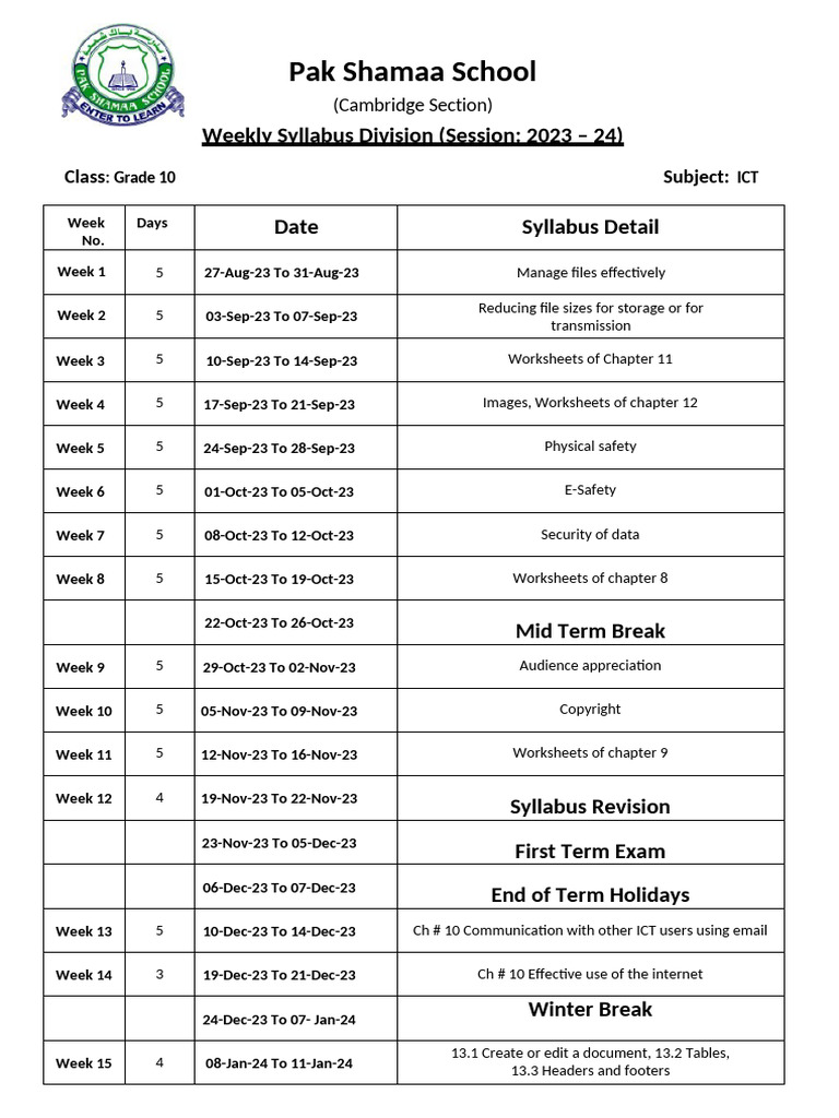 Year 10 ICT Weekly Planners | PDF | Information Technology | Computing