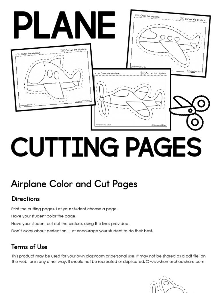 Airplane Color & Cut Activity | PDF